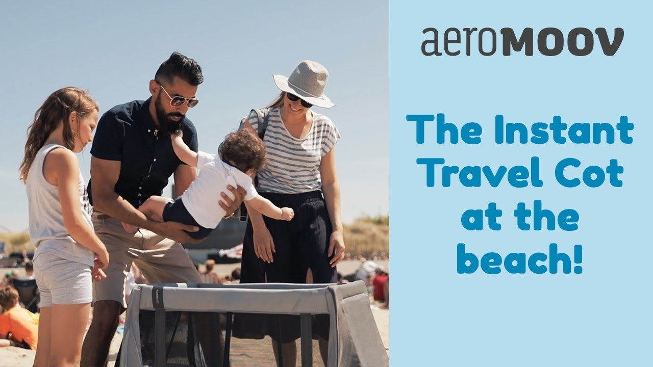 AeroMoov Instant travel cot at the beach! - YouTube
