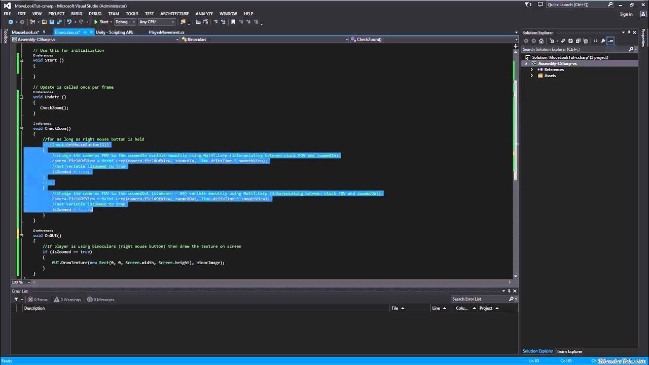 How to Script Simple Binocular Functionality in Unity using OnGUI - YouTube