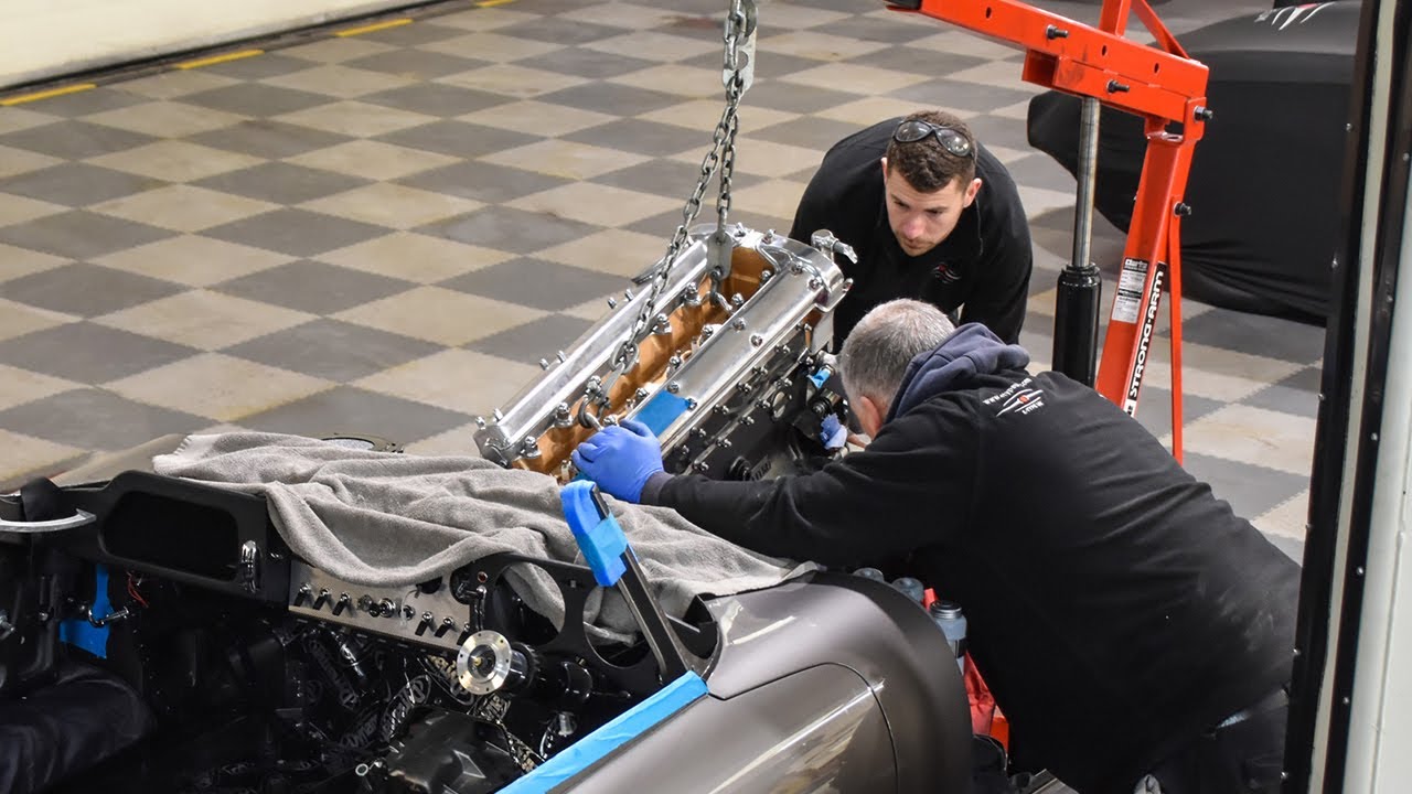 Fierce Flat Floor | E-type engine install - YouTube