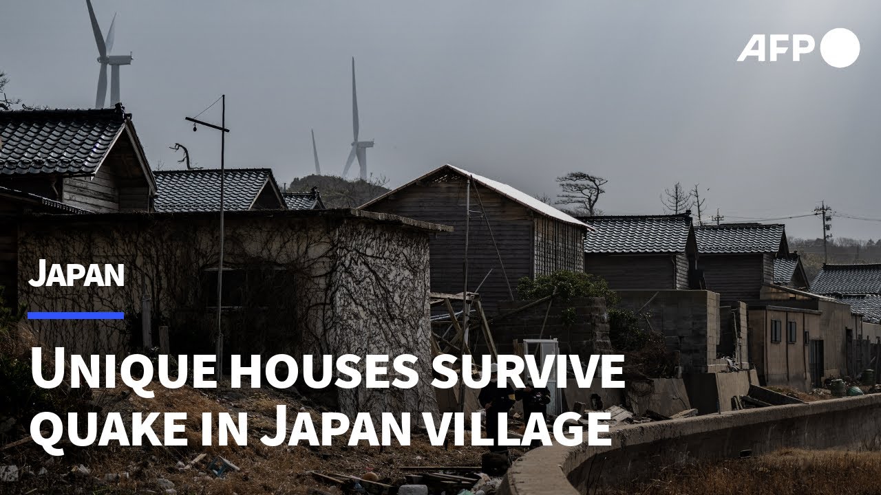Unique houses survive quake in Japan village | AFP - YouTube