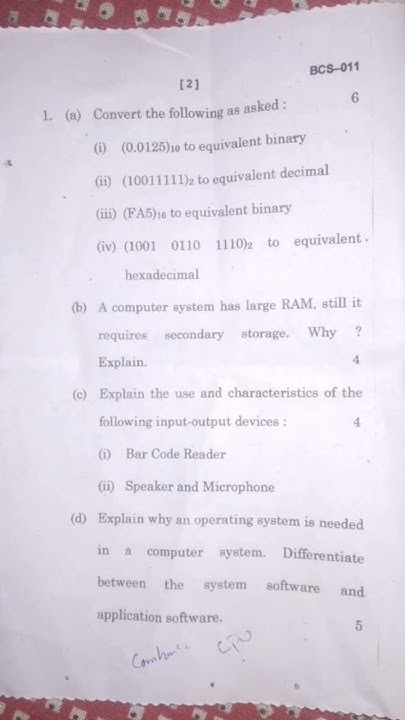 bca 1st semester exam paper 2023 bcs 011, BCS -011 FUNDAMENTALS OF ...
