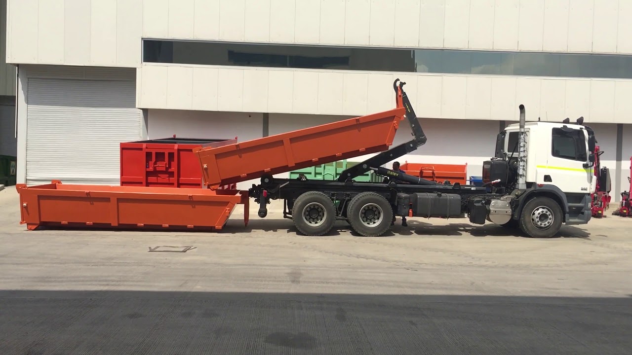 Equipo de Gancho(Ampliroll) 26 ton con Cajas 8 Mt3 apiladas - YouTube