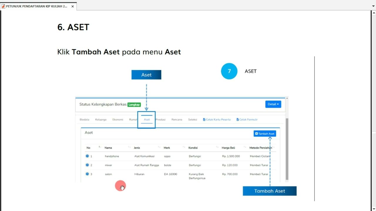 BAGIAN PENTING PENGISIAN MENU ASET KIP KULIAH - YouTube