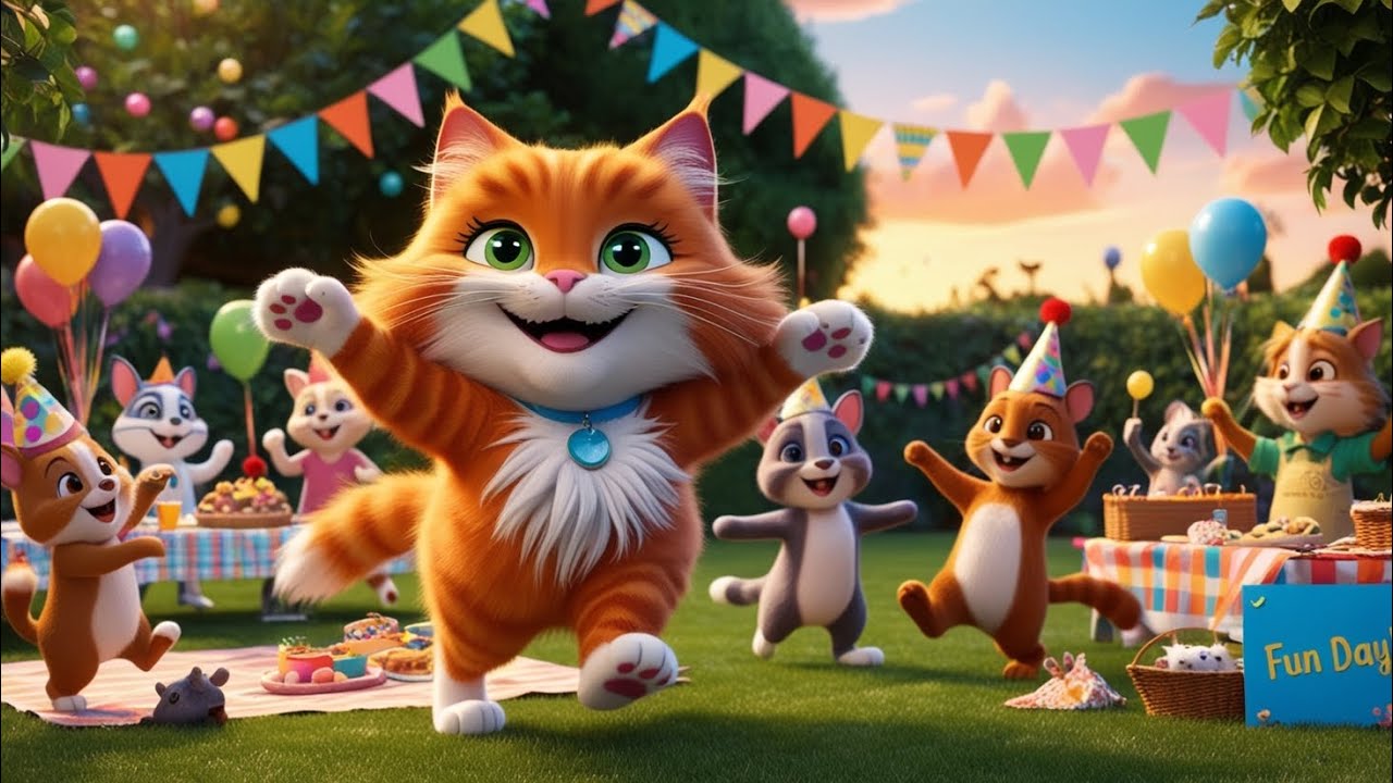 "Cleo the Cat's Playful Day | Cartoon Kids Song | KiddoZone Nursery ...