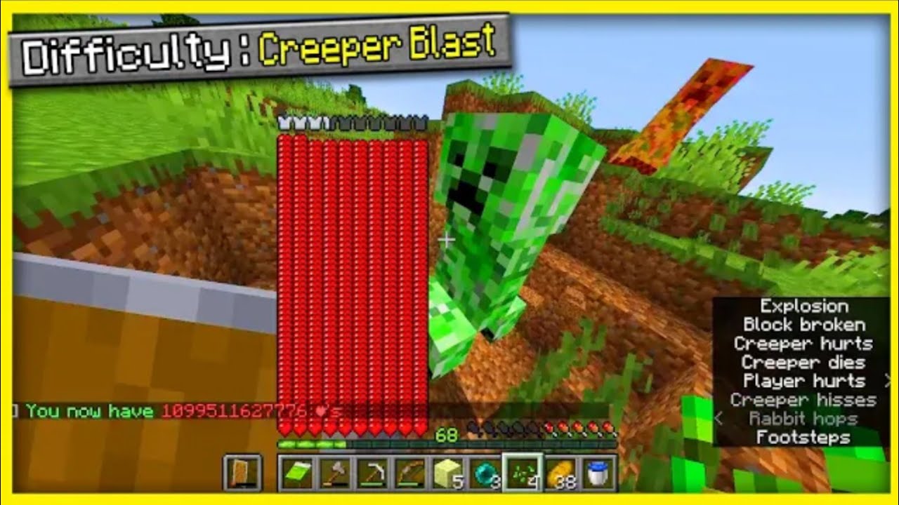 MINECRAFT but, creeper gives extra heart PE - YouTube