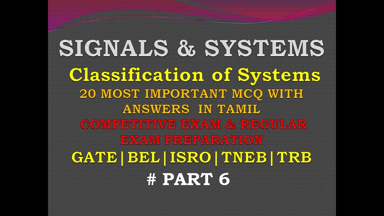 Signals and systems MCQ in Tamil | Classification of systems | signals ...