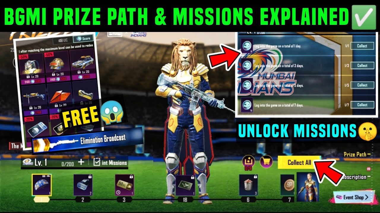 BGMI NEW PRIZE PATH EVENT | BGMI X MUMBAI INDIANS PRIZE PATH MISSION ...