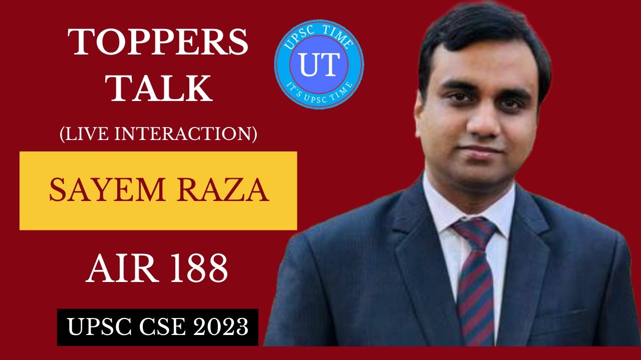 UPSC Topper Sayem Raza (AIR 188) Live Interaction l Toppers Talk l UPSC ...