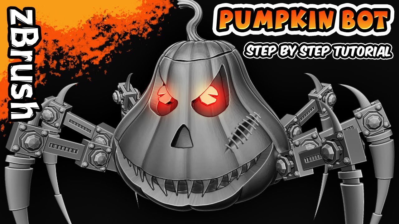 Hard Surface & Organic Sculpting Tutorial - Pumpkin Spider Bot ...