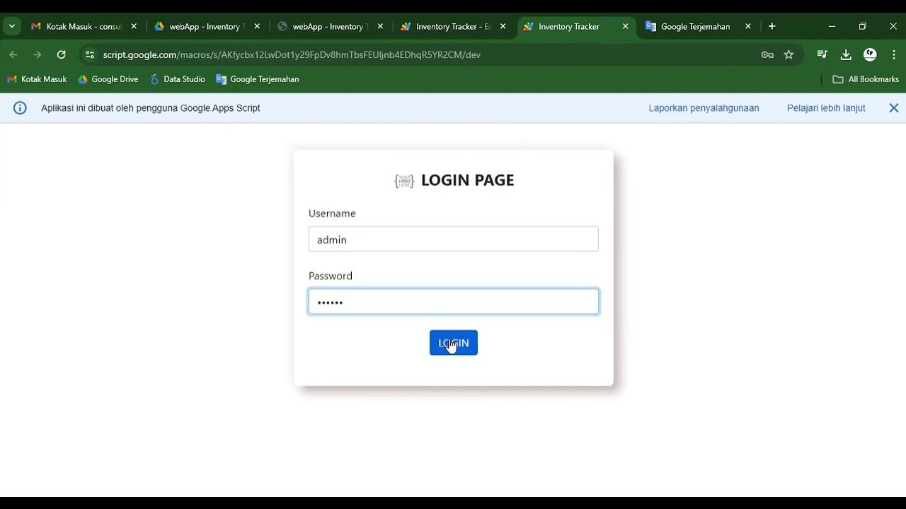 Google Apps Script - WebApp Inventory Tracker Dev 3: With Login Feature (Demo) - YouTube