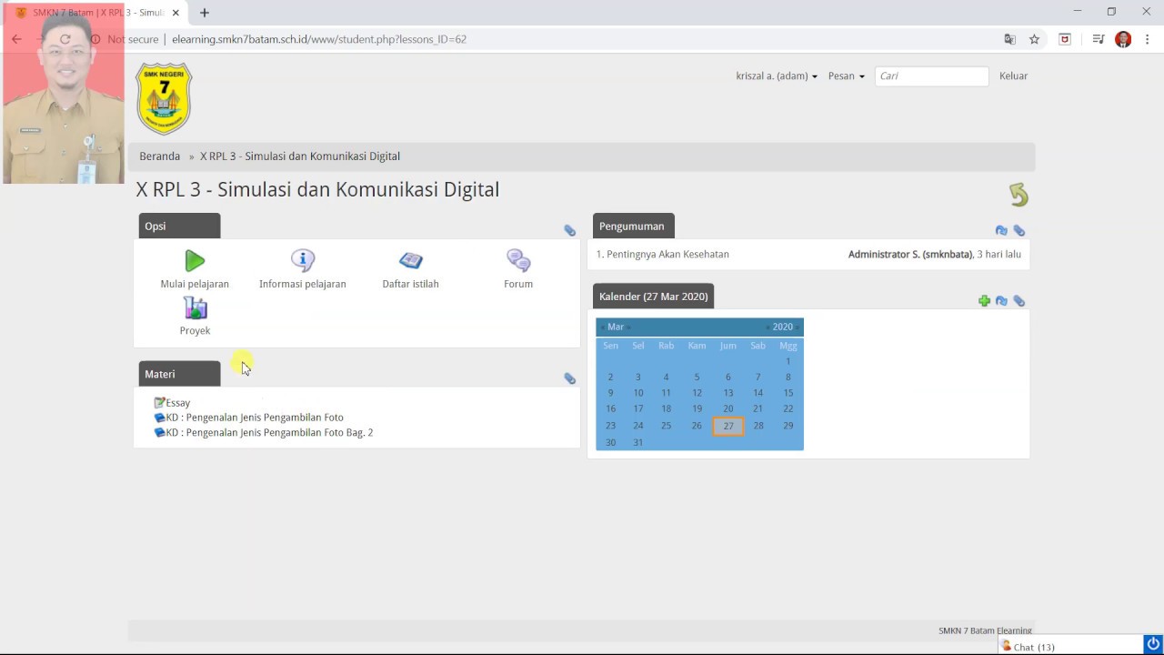 Tutorial Siswa Menyelesaikan Misi Pada elearning.smkn7batam.sch.id - YouTube