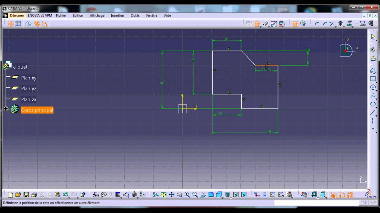 Part design,CATIA V5,fonction Extrusion - YouTube