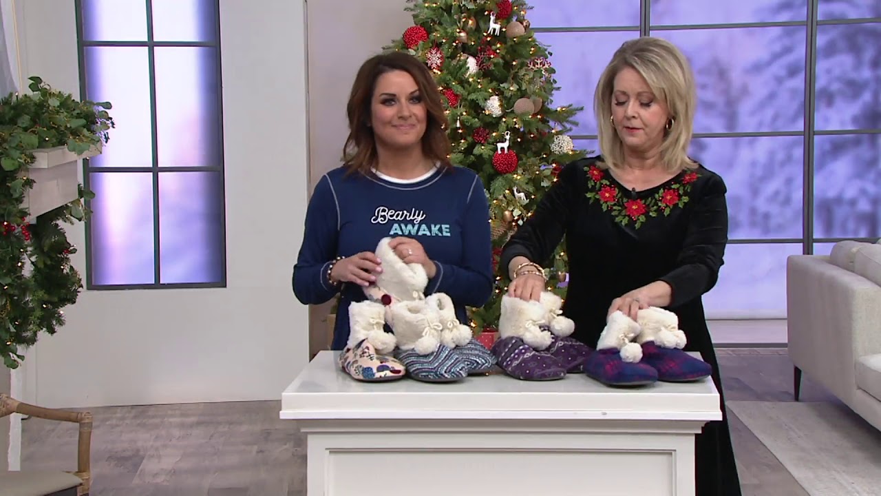 Cuddl Duds Faux Fur Lined Ankle Boot Slipper with Foam Insole on QVC ...
