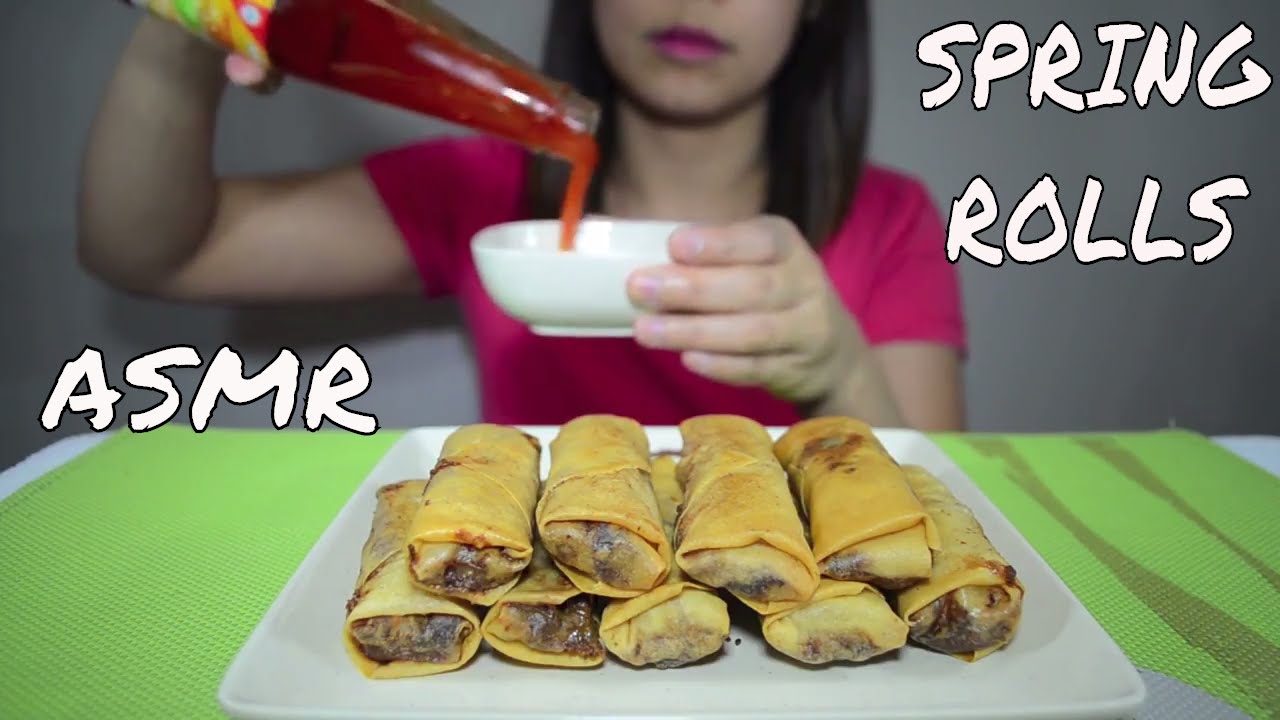 ASMR: Spring Rolls ^_^ Cooking & Eating Sounds - YouTube