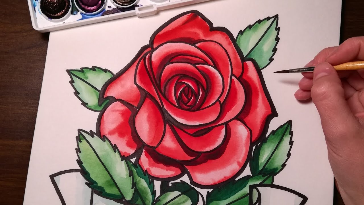 Bold Marker/Watercolor art - rose with a beaUtiful quote - YouTube