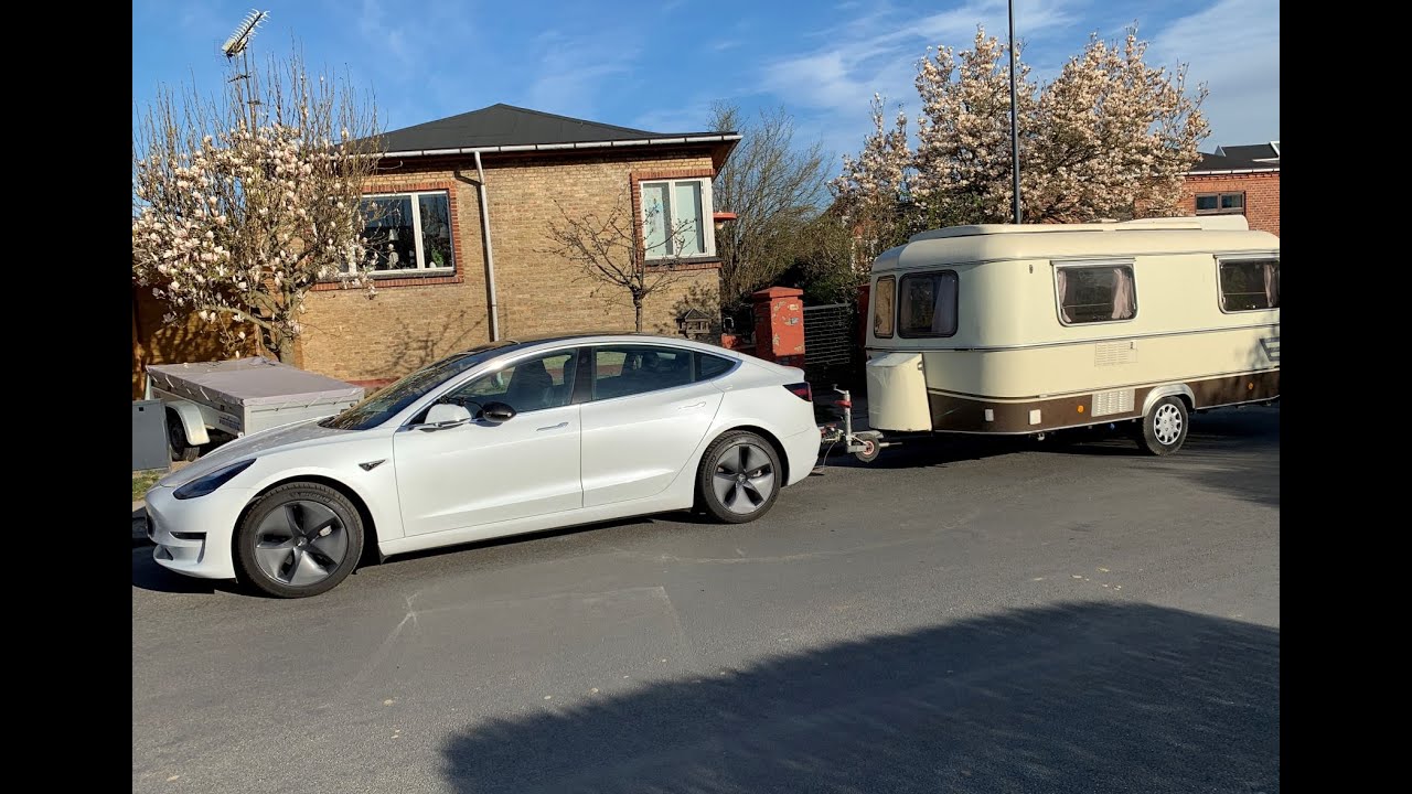 Model 3 LR AWD trækker campingvogn - Tesla Model 3 LR AWD, towing a ...