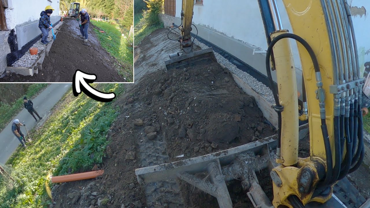 Leveling The Slope At The Foundation - Excavator Work and Manual Work ...