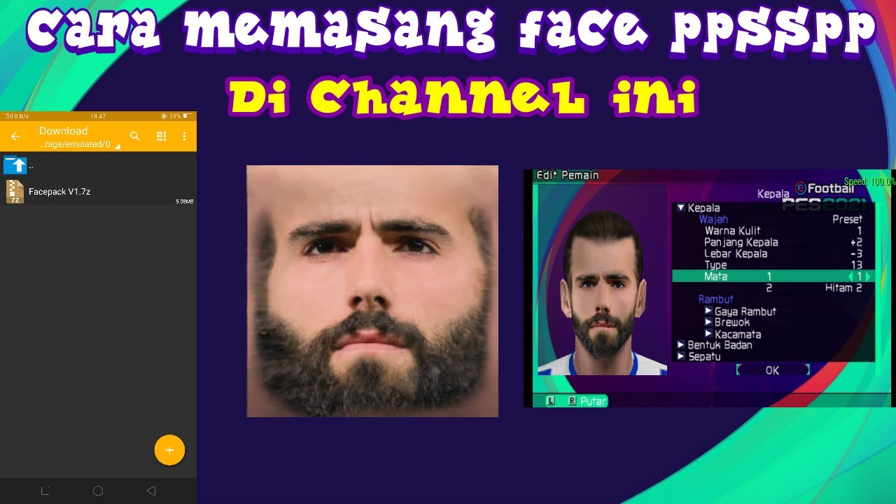 Cara Memasang Face Pes PPSSPP hasil download!! - YouTube