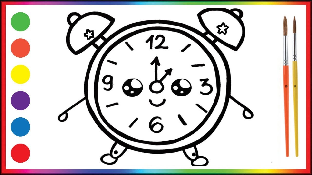 clock drawing, painting and coloring for kids and toddlers, how to draw ...