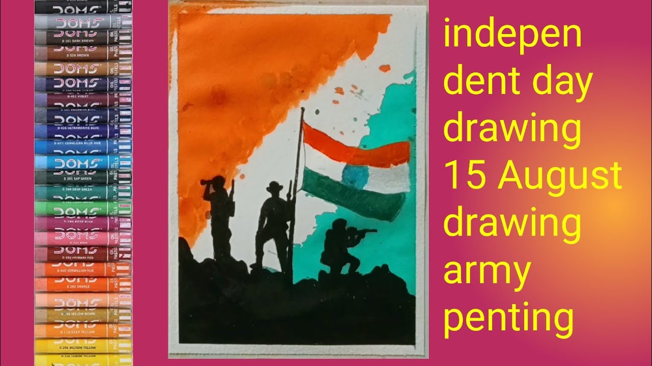 independent day drawing step by step|| 15 August drawing -army flag ...