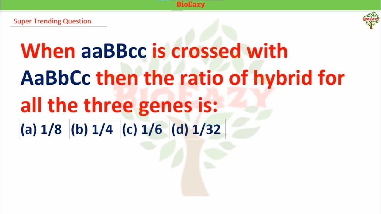 When aaBBcc is crossed with AaBbCc then the ratio of hybrid for all the ...