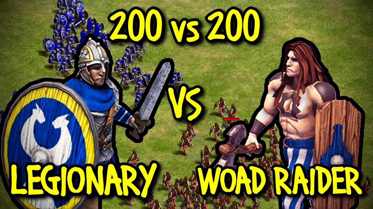 200 LEGIONARIES vs 200 ELITE WOAD RAIDERS | AoE II: Definitive Edition ...