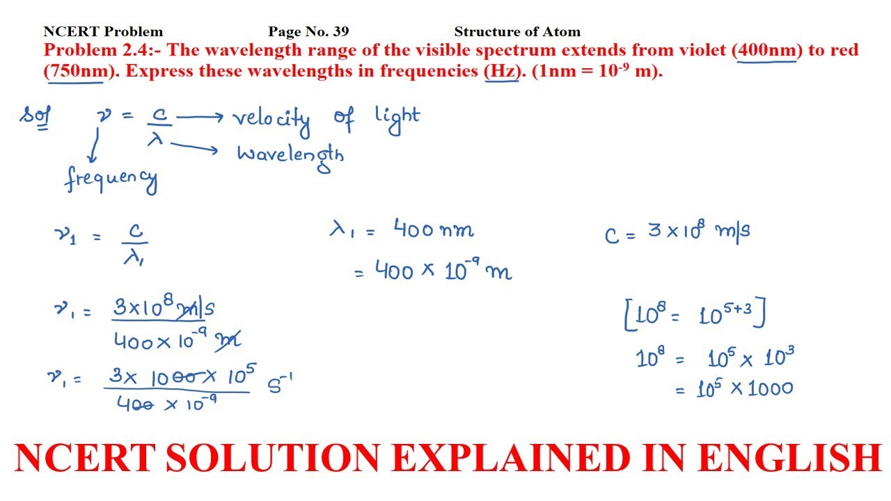 The wavelength range of the visible spectrum extends from violet (400nm ...