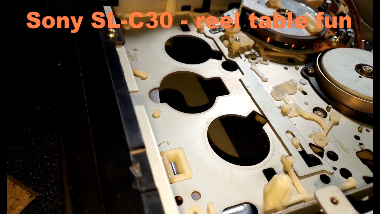Sony SL-C30 Betamax - 'boomerang' - a good fix for broken reel table plastic mounts - YouTube
