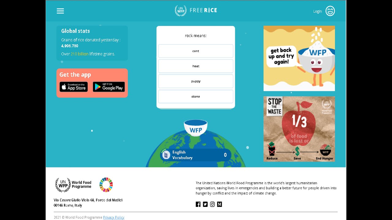 FreeRice 2021 - YouTube