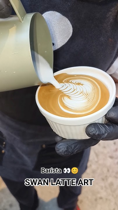 Beautiful Swan Latte Art Tutorial - how to pour swan latte art 👀😊 [ COFFEE ART ] #shorts #coffee ...
