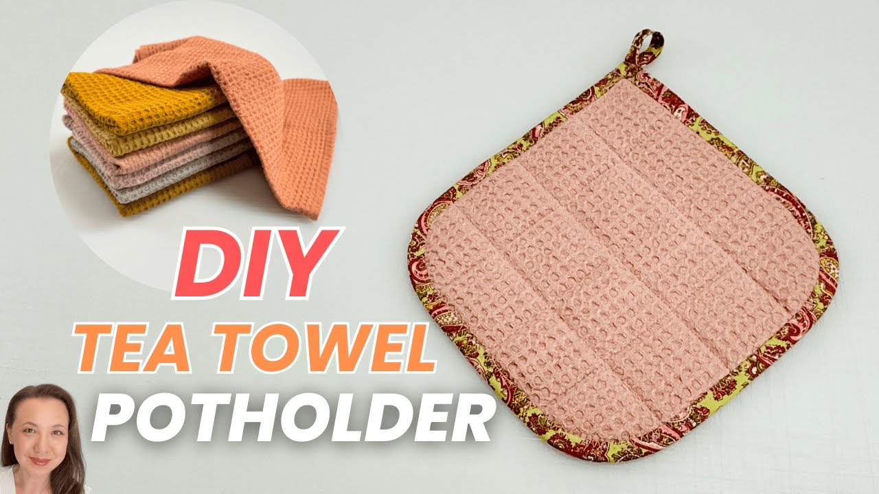 How to make a Potholder | Quilted Potholder with Binding and Loop | Tea Towel Potholder - YouTube