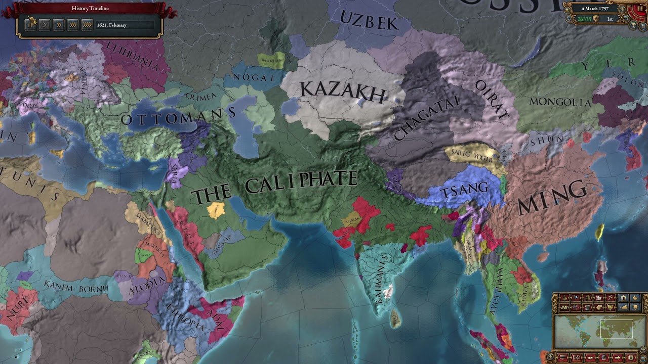 Timurids-Mughal Empire world conquest timelapse EU4 - YouTube