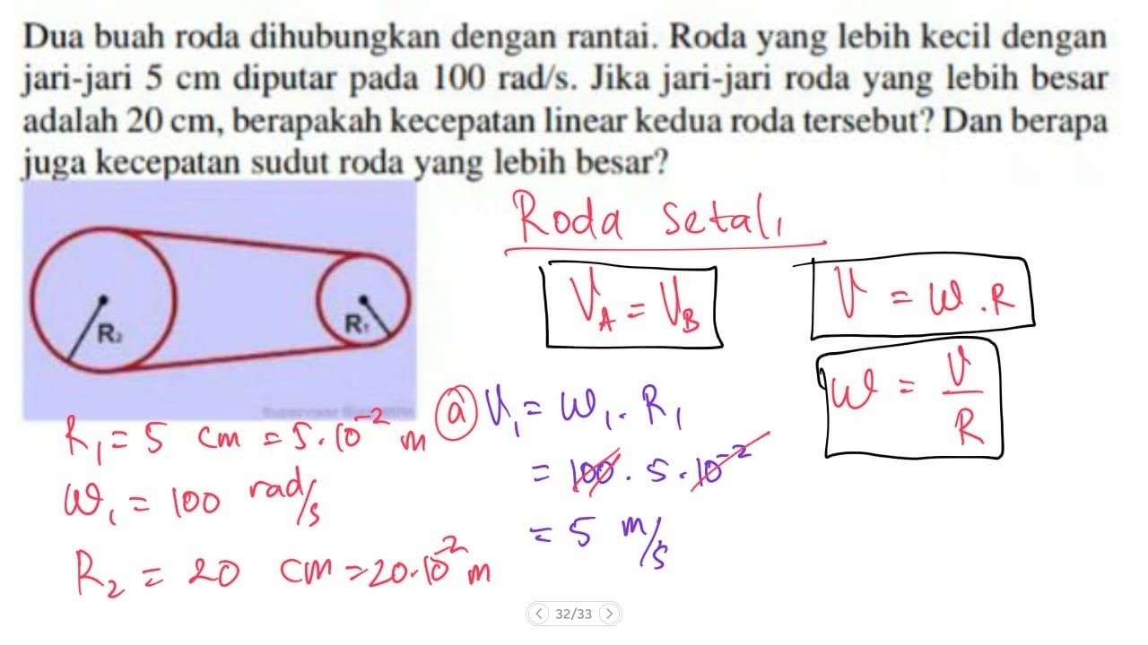 Menghitung Kecepatan Linear Roda Setali Kecepatan Sudut Roda Setali