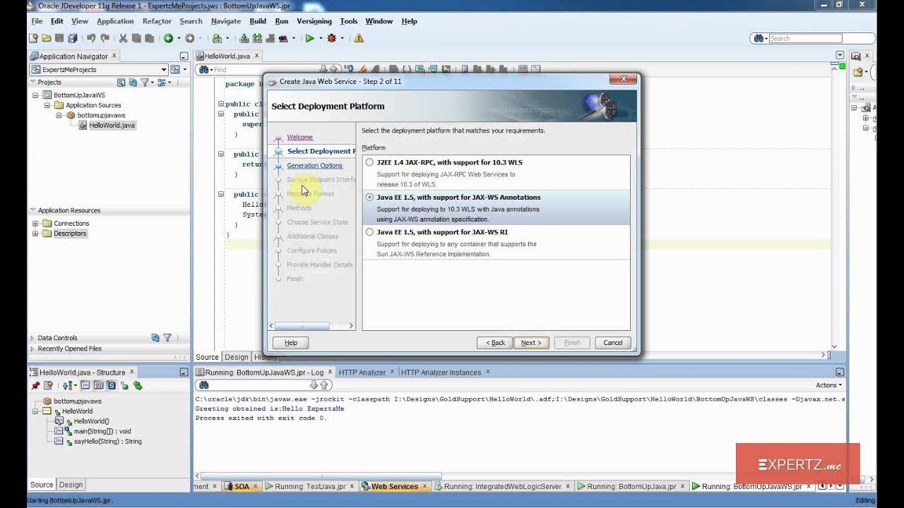 Bottom Up Java Web Service Development Using JDeveloper - YouTube