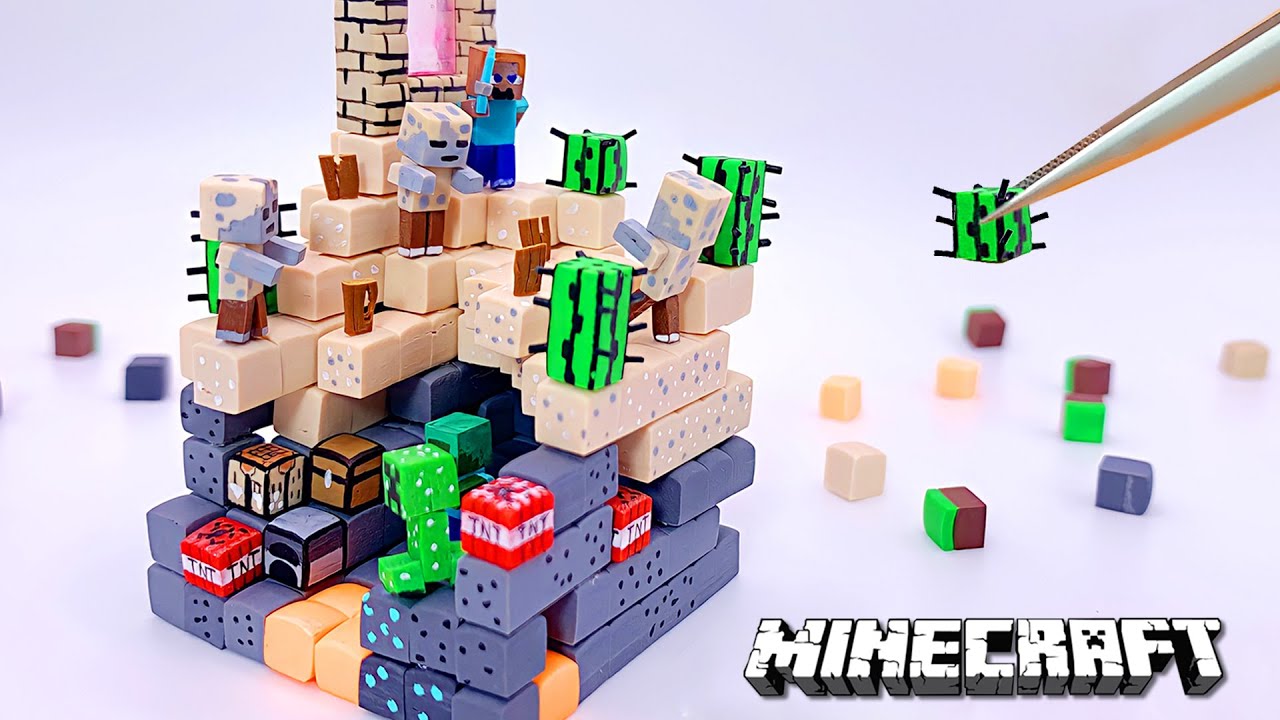 Making Tiny Minecraft Biomes (Desert Gate)| Polymer Clay Misuta - YouTube