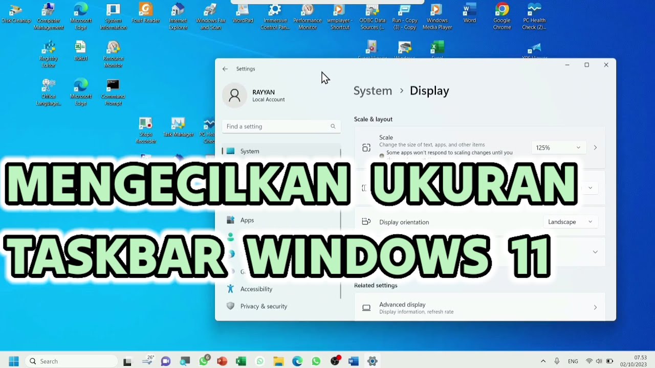 Tutorial Merubah Ukuran Taskbar di Laptop Win 11 (Taskbar Jadi Lebih Kecil) - How to Resize ...
