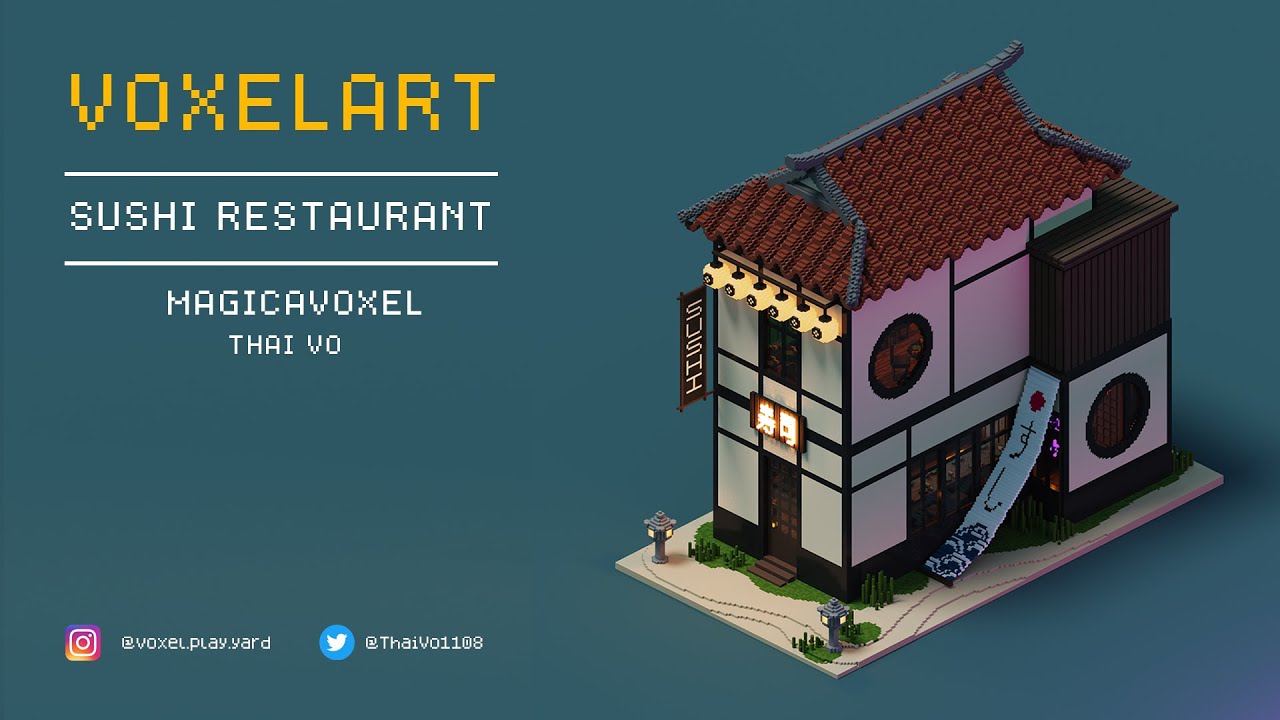 Voxel Art - Sushi Restaurant - Magicavoxel Timelapse - YouTube