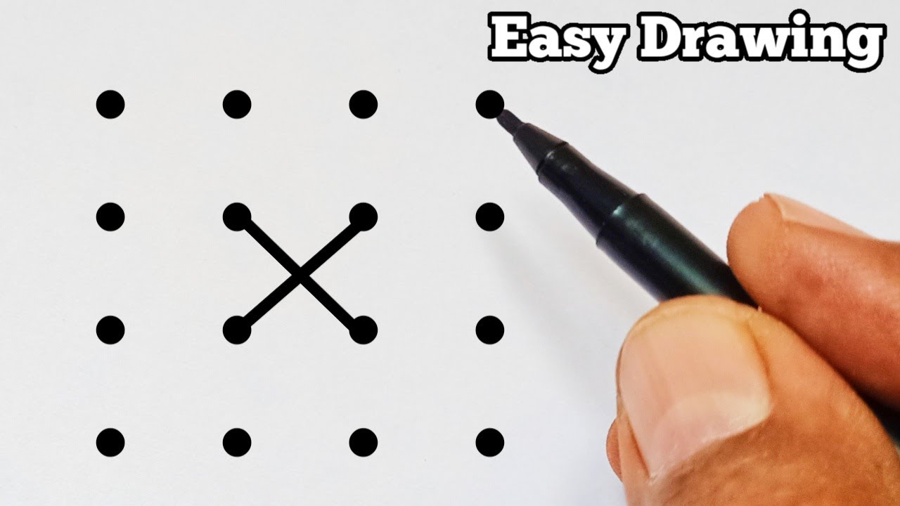 Draw Beautiful Drawing From 16 Dots | Easy Dots Drawing For Beginners ...