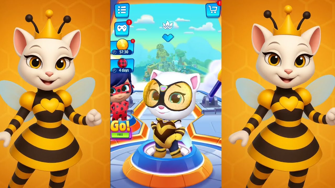 "Epic Queen Bee Angela Gameplay – Talking Tom Hero Dash 🐝🔥" - YouTube