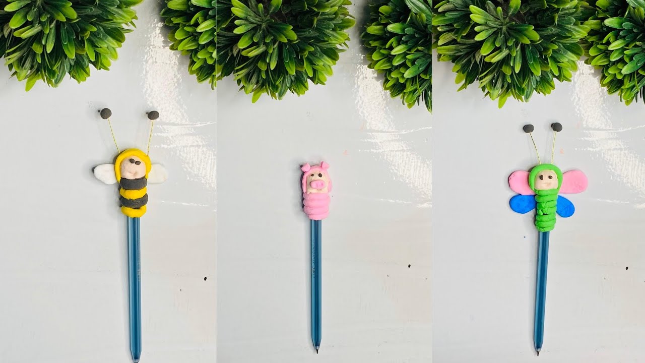 Diy pen topper with air dry clay cute pen topper ideas - YouTube