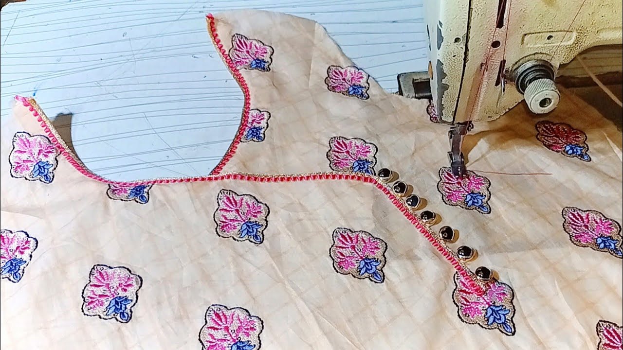 Angrakha style neck design | neck design with loops and buttons | lace ...