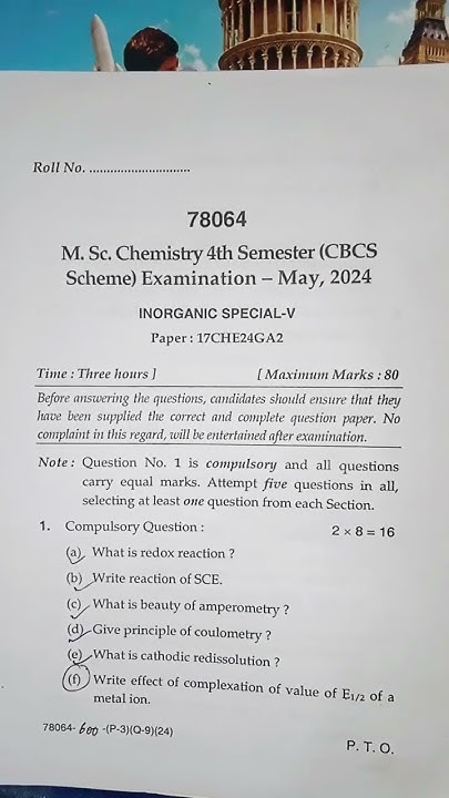 MSC chemistry 4th sem --may, 2024 question paper||inorganic special--V #exam #mdu # ...