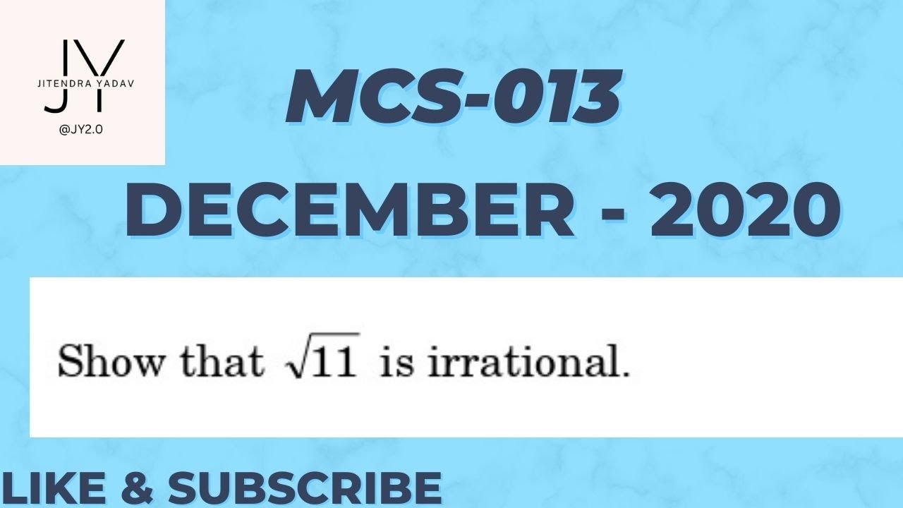 Mcs 013💯 Solved Question Paper (2020) | Irrational Number | Ignou Exam ...