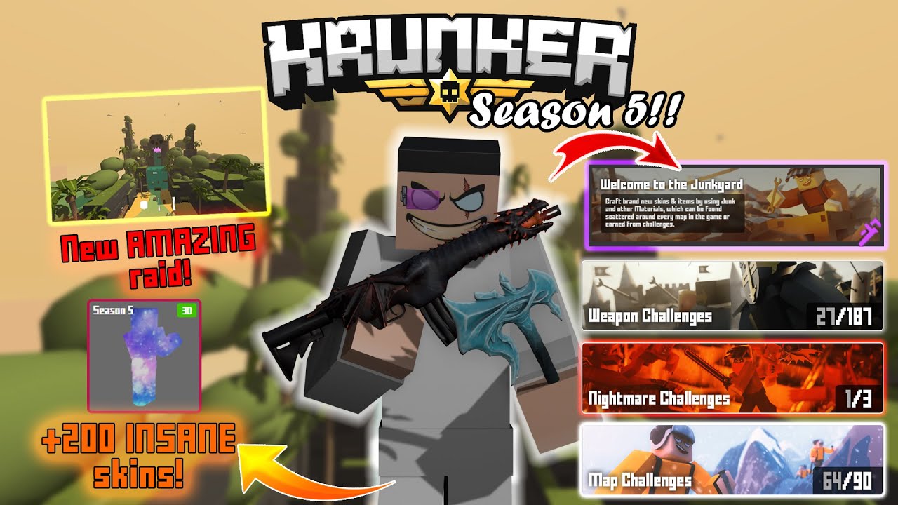 Krunker season 5 | New Challenges | Junk Yard | New raid | AND MUCH ...