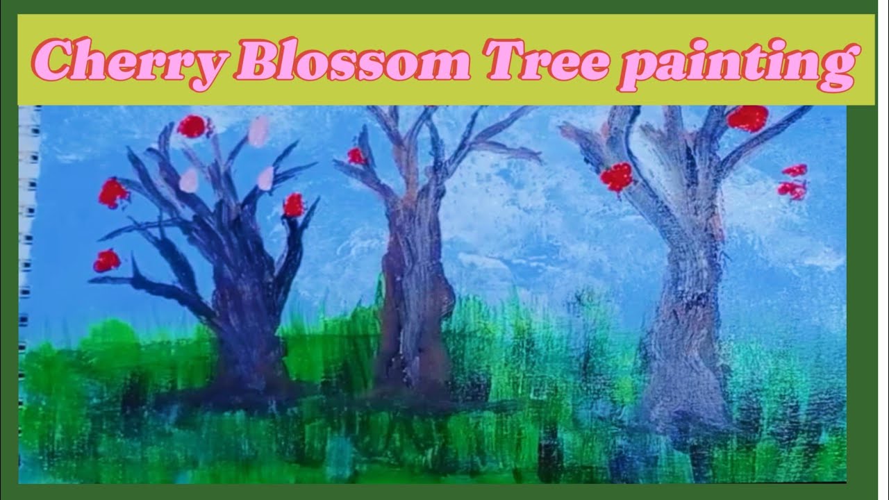Easy Painting:Cherry Blossom Trees Painting/acrylic painting charry ...