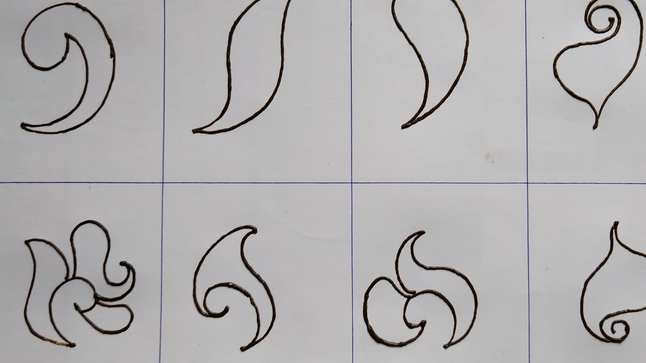 Beginners mehndi design :- very Basic level mehndi design shapes#1 ...