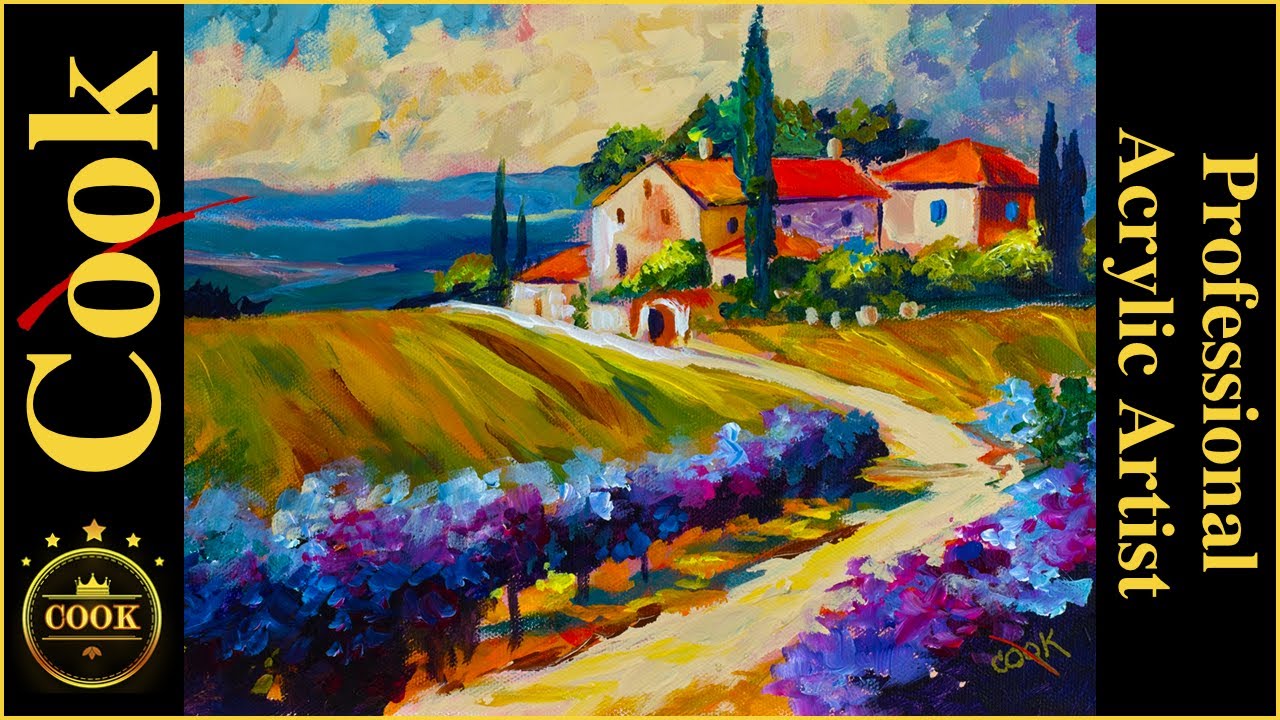 "How to Paint a Tuscan Farm and Lavender Field that is Simple but ...
