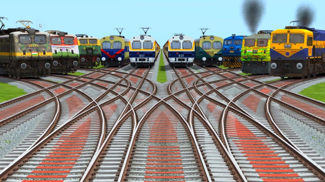 10 Gaming Trains Crossing At Bumpy Railroad || train simulator game || railworks 3 || train ...