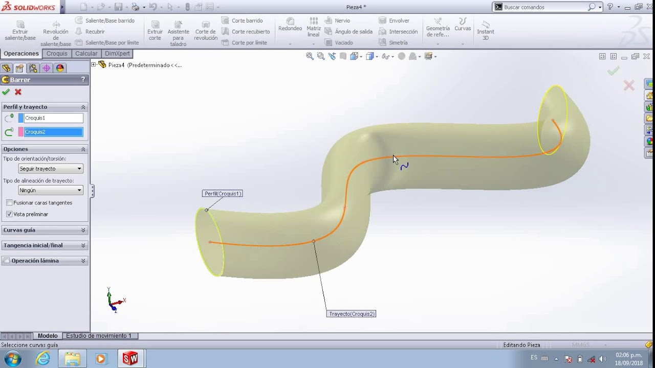 Tutorial Solidworks Operaciones #3 Barrido - YouTube