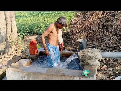 Boy tubewell bathing in winter session | tubewell swimming pool | my first vlog 